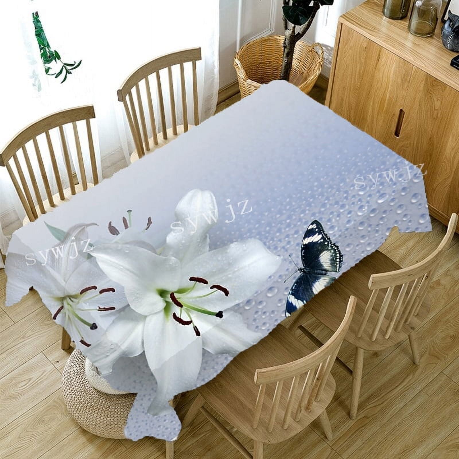 3D Blue Butterfly and Pretty Eyes Print Rectangle Tablecloth Restaurant ...