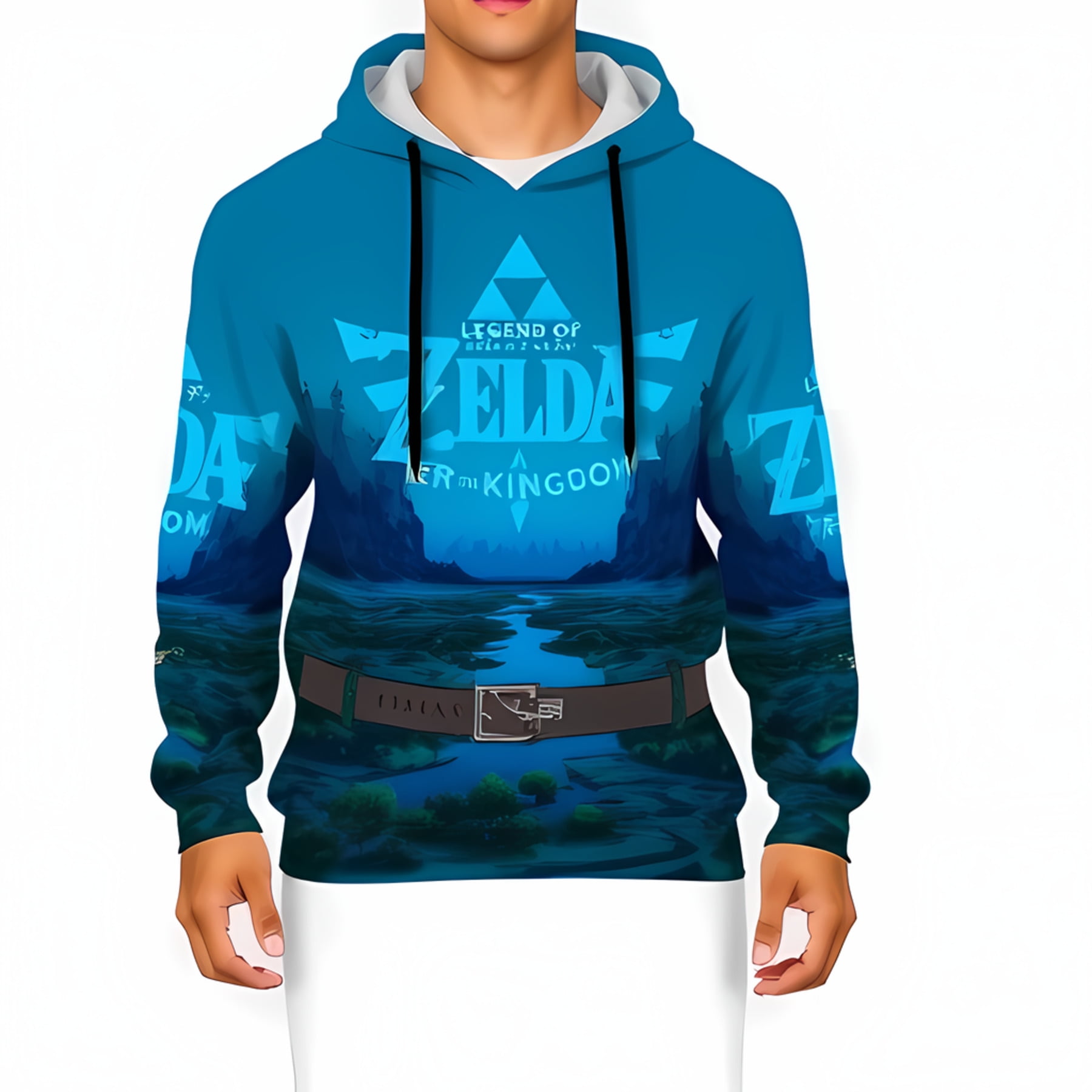 3D Blue Hoodie Tears of the Kingdom - Nighttime Scene & Belt Design ...