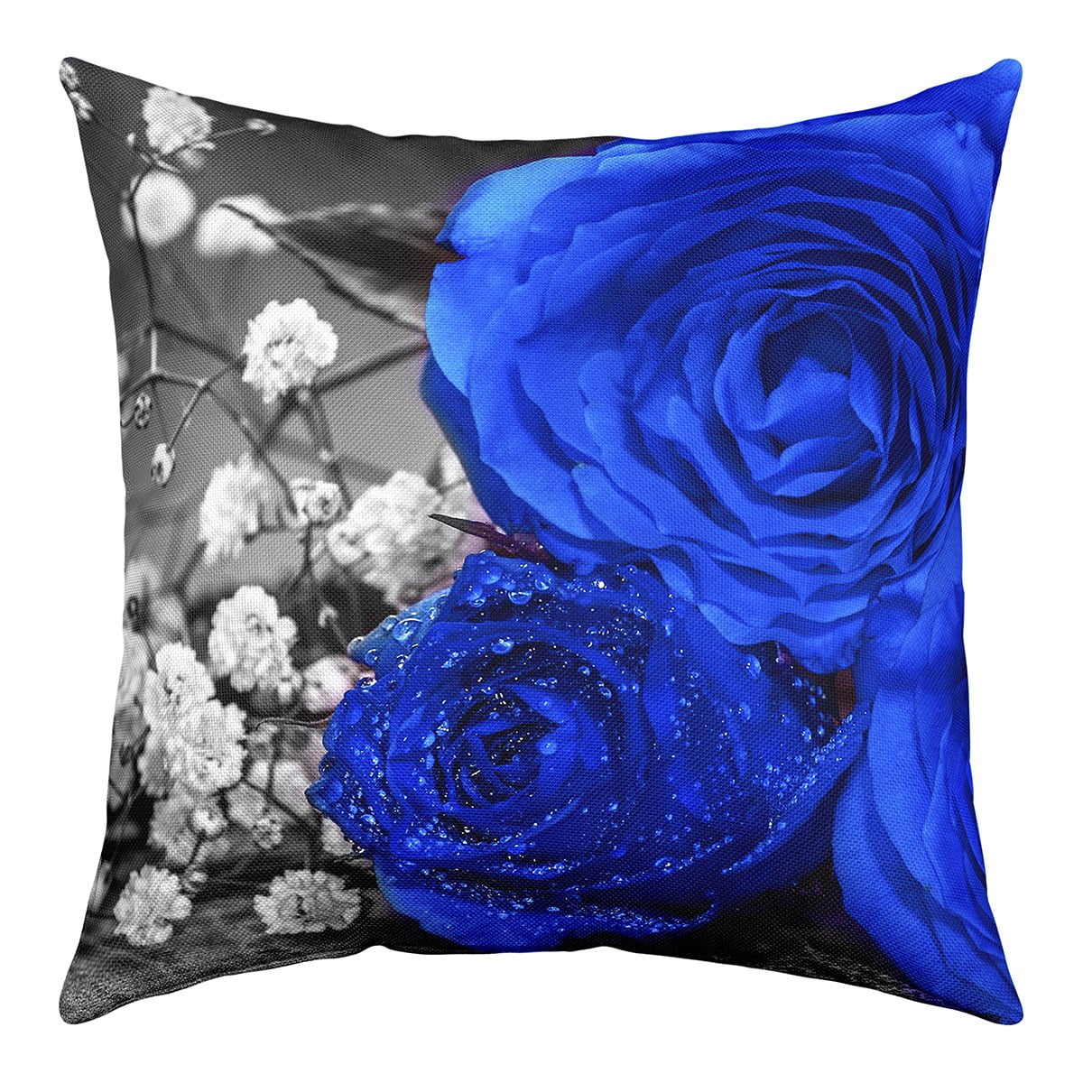 3D Blue Rose Pillow Cover 16x16 Inch, Rose Floral Throw Pillow Cover ...