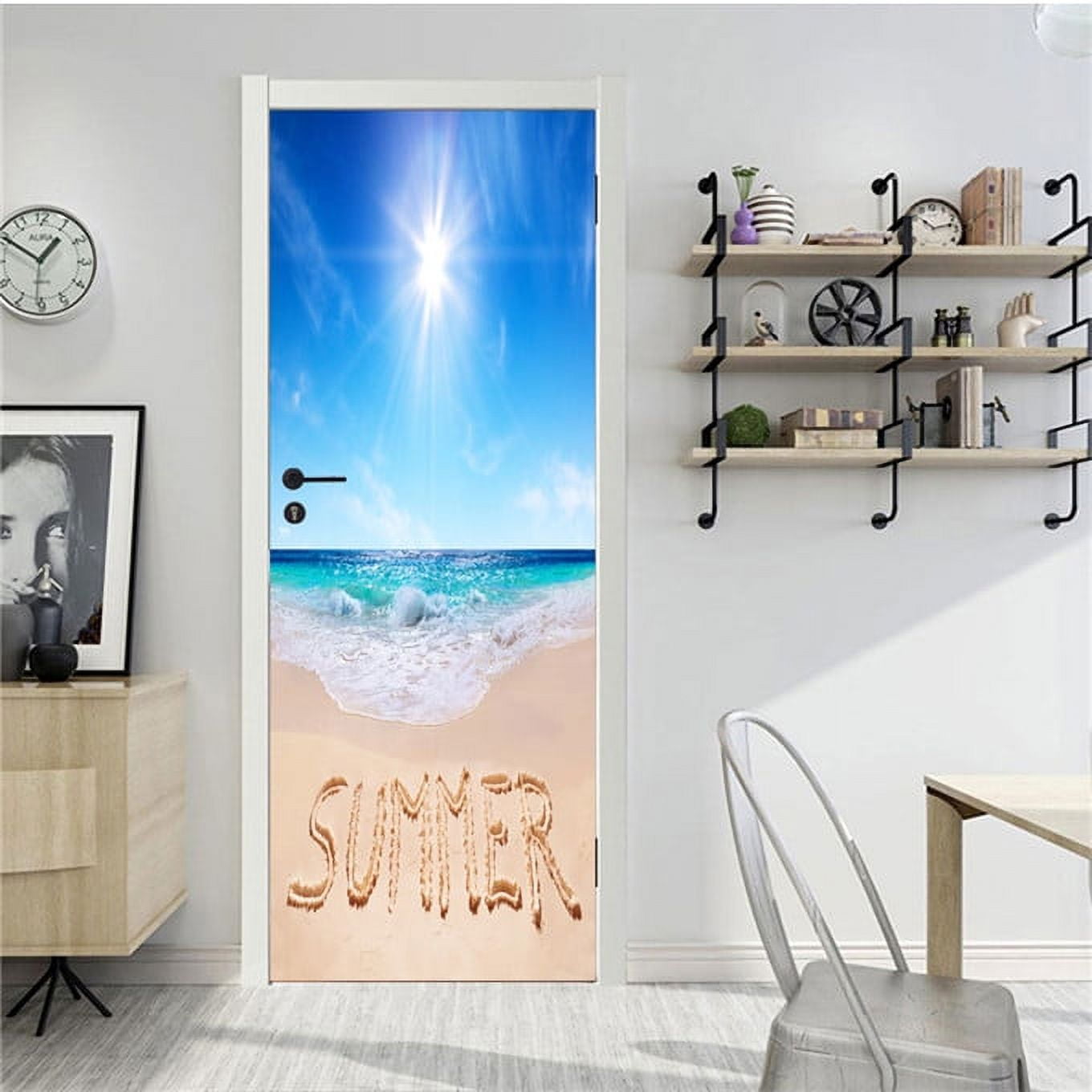 3D Blue Sky Beach Scenery Wallpaper Refrigerator Cover Sticker Self ...