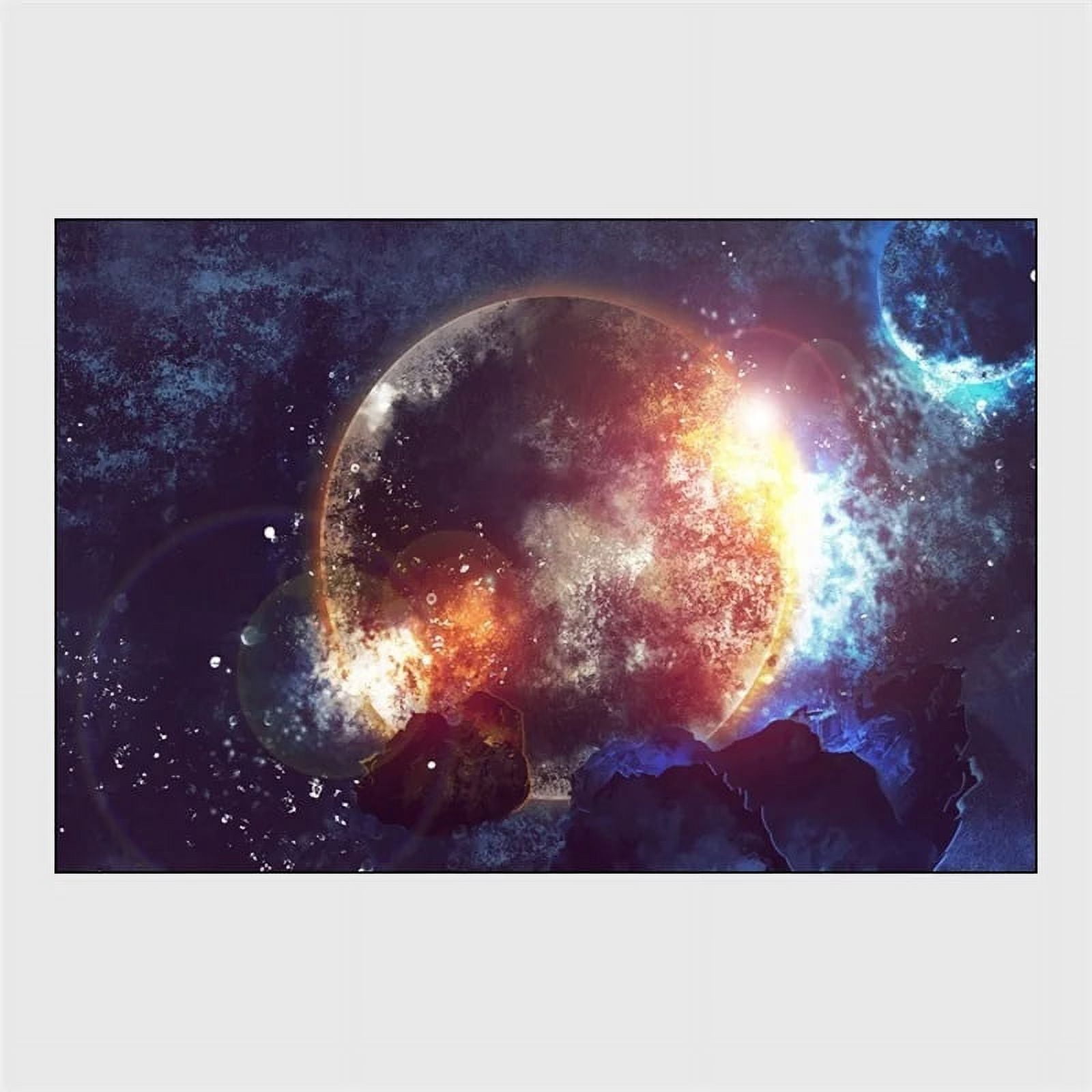 3D Blue Star Sky Carpet for Kids Room Soft Polyester Bedside Mat Space ...