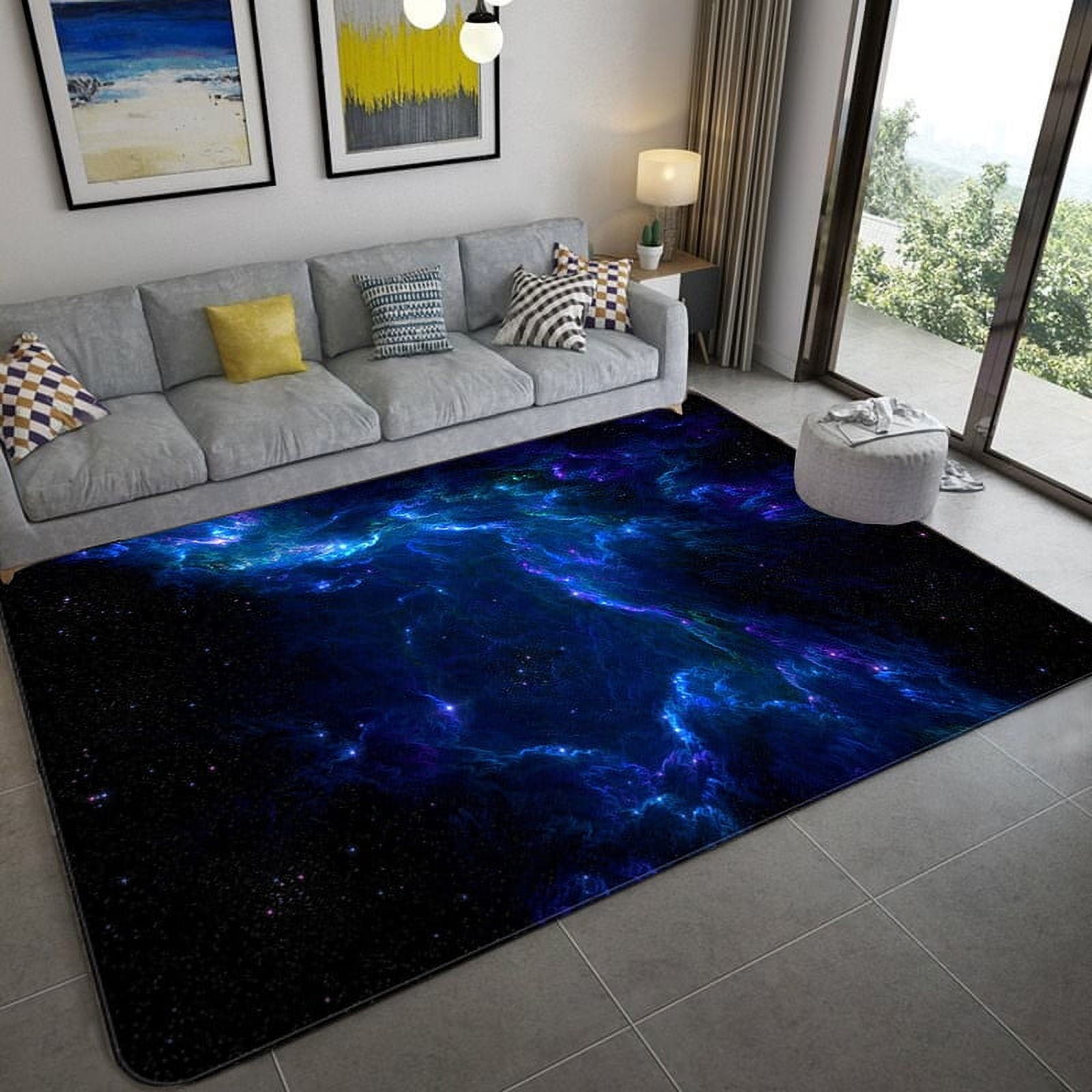 3D Blue Star Sky Space Carpet Non-Slip Hallway Doormat Living Room ...