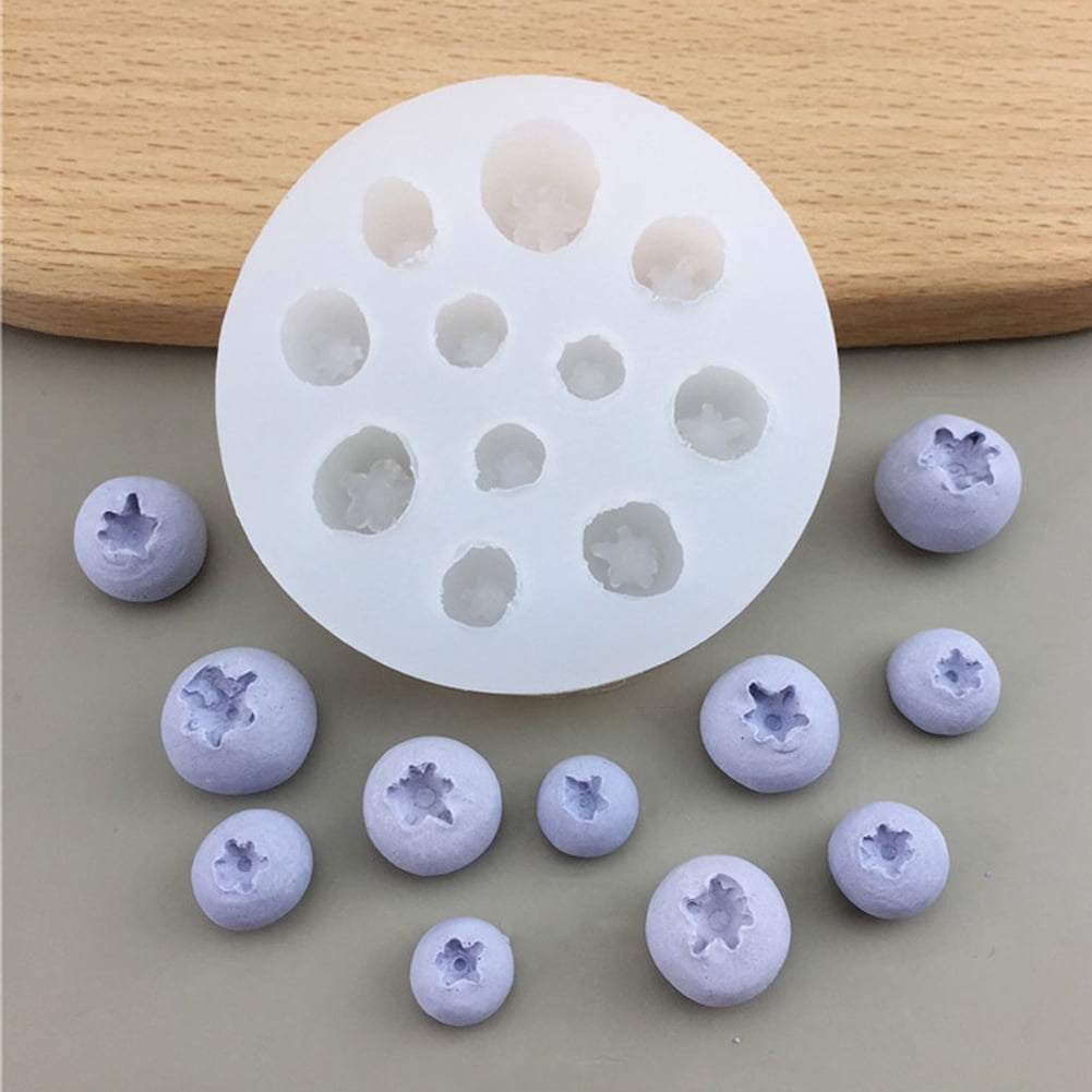 3D Blueberry Raspberry Candle Mold Simulation Fruit Fondant Silicone ...