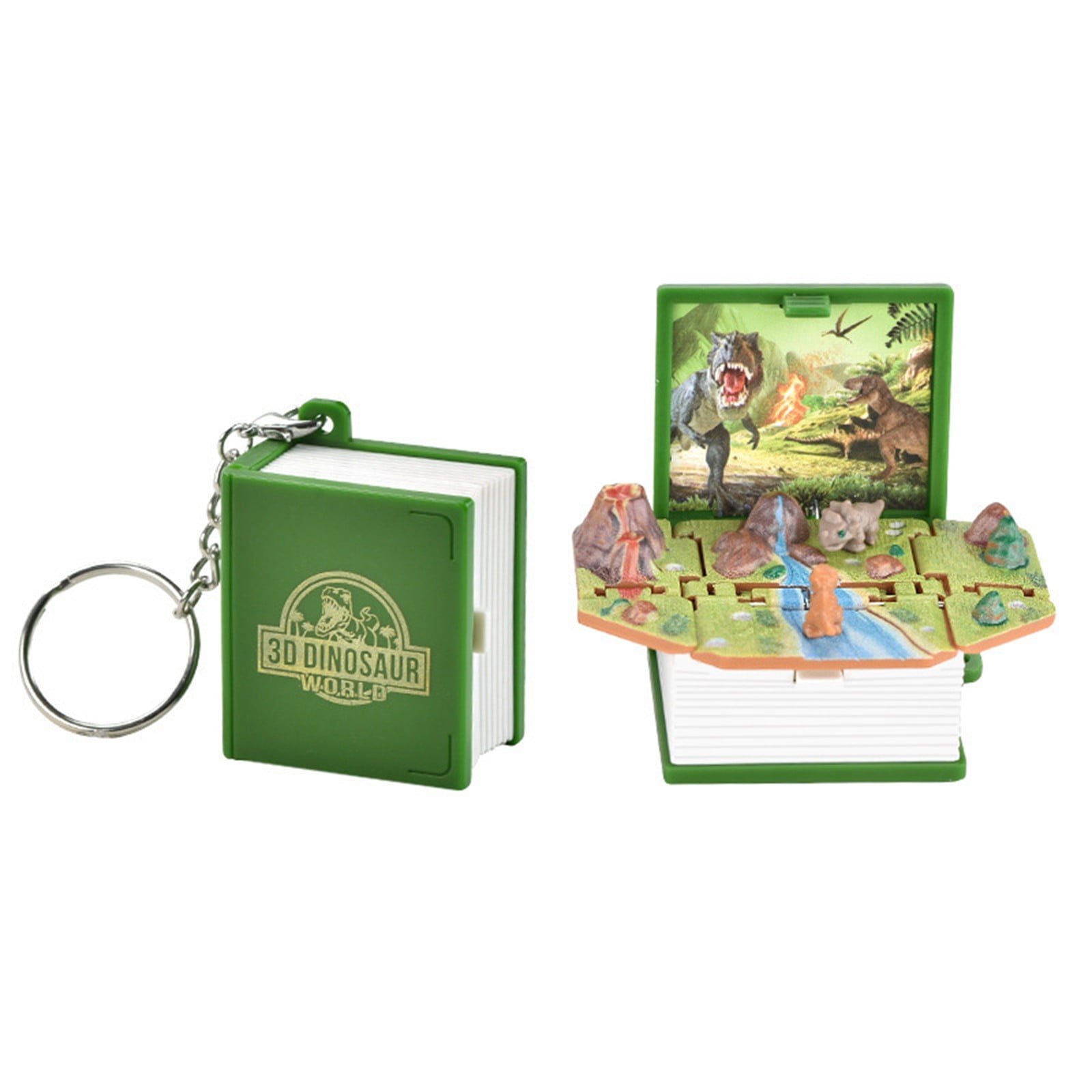 3D Book Keychain for Kids Backpack,Dinosaur Toy,Pop-up Book,Miniature ...