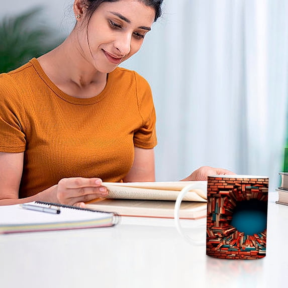 3D Bookshelf Mug - 3D Effect Books Mugs, Creative Space Design Multi ...