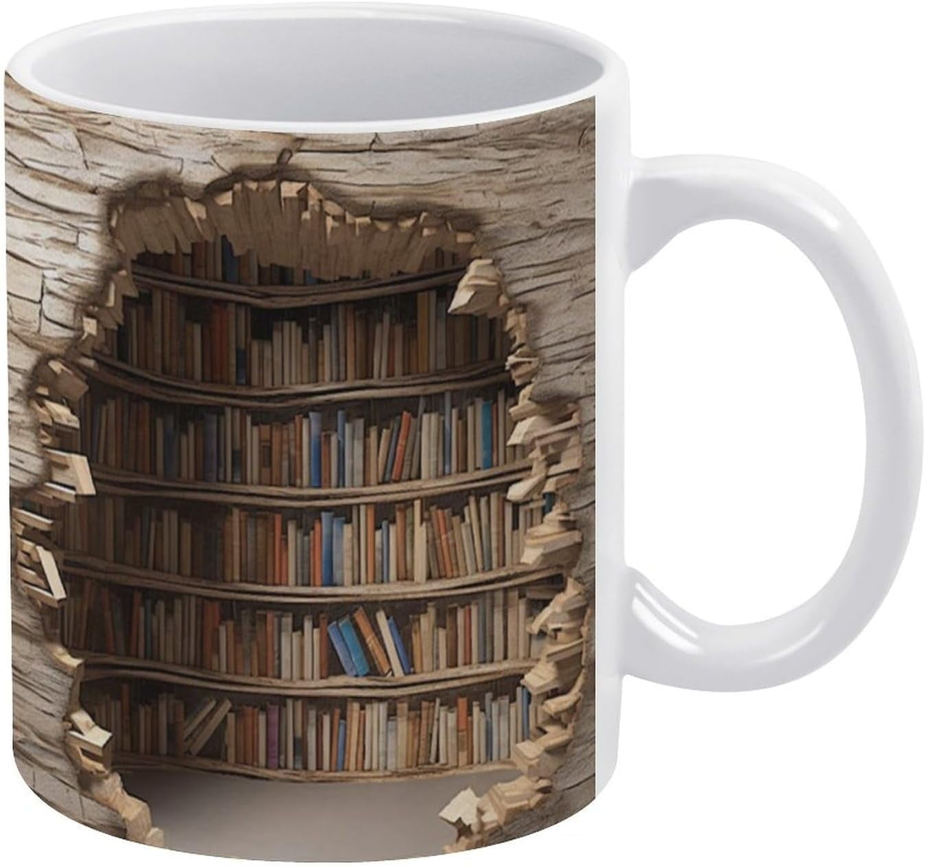 3D Bookshelf Mug, 3D Library Coffee Mug, Bookshelf Hole In A Wall Mug ...