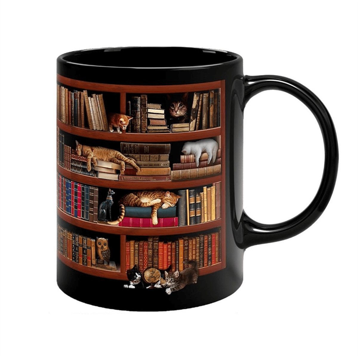 3D Bookshelf Mug Library Cup Cat Design Book Club Novelty Coffee ...