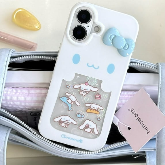 3D Bow Cartoon Cinnamoroll Soft Silicone Phone Cases for IPhone 17 16 15 14 13 12 11 XS XR Pro ...