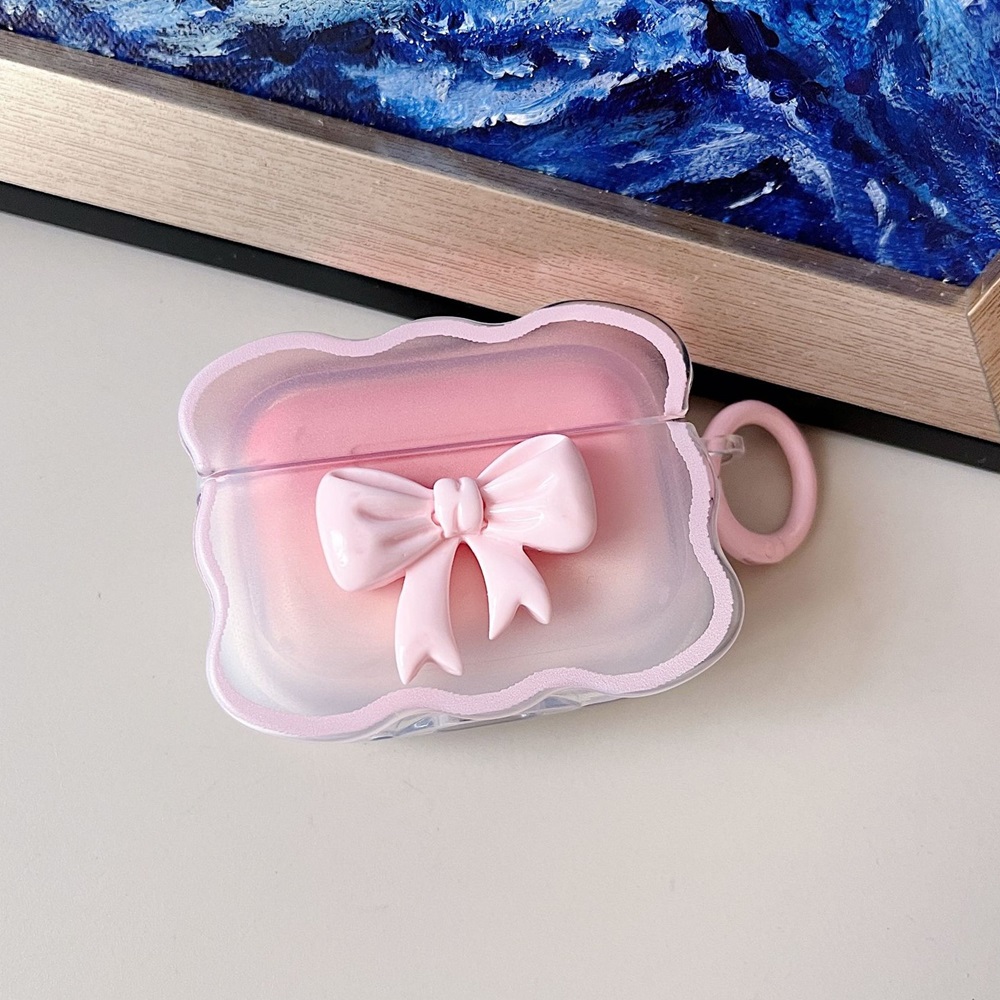 3D Bow Wave Earphone Case for Apple AirPods 1 2 Case Pink Floral Girls ...