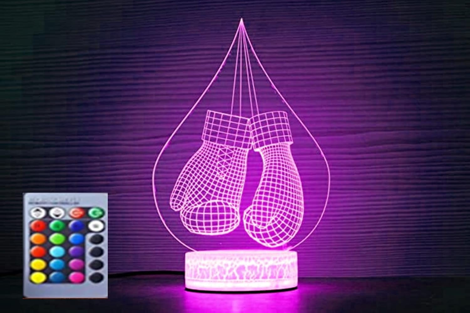 3D Boxing Gloves Night Light Table Desk Optical Illusion Lamps 16 Color ...