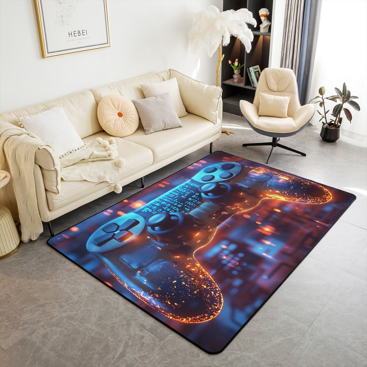 3D Boys Gaming Rectangular Decorative Accent Rug,Gamer Room Area Rug ...
