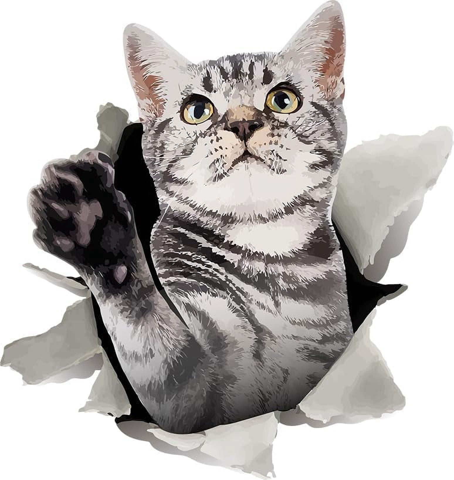 3D Break Cat Wall Sticker Cute House Pet Wall Decal Vinyl Art Mural ...
