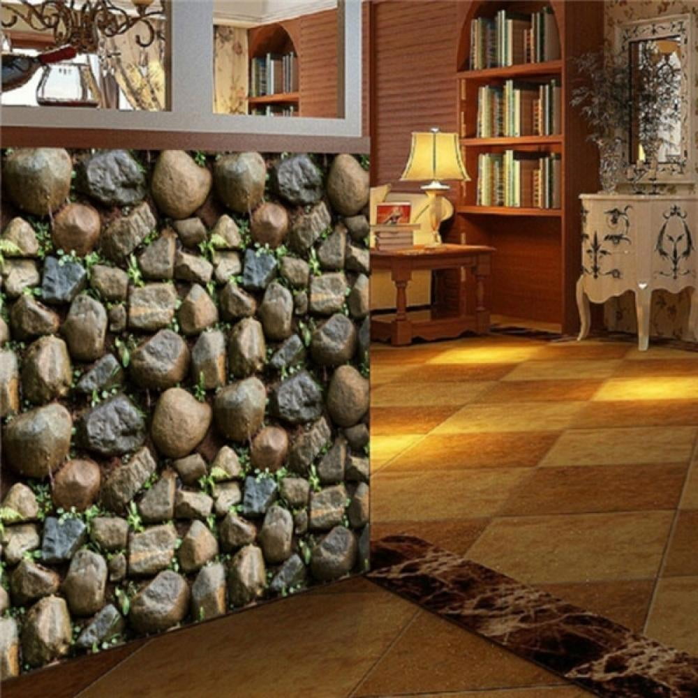 3D Brick Wall Stickers Self-Adhesive PVC Wallpaper,17.7x39.3" Peel and ...