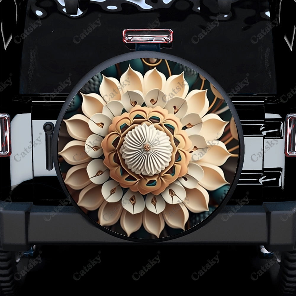 3D Bright Exotic Flowers Polyester Universal Spare Wheel Tire Cover ...
