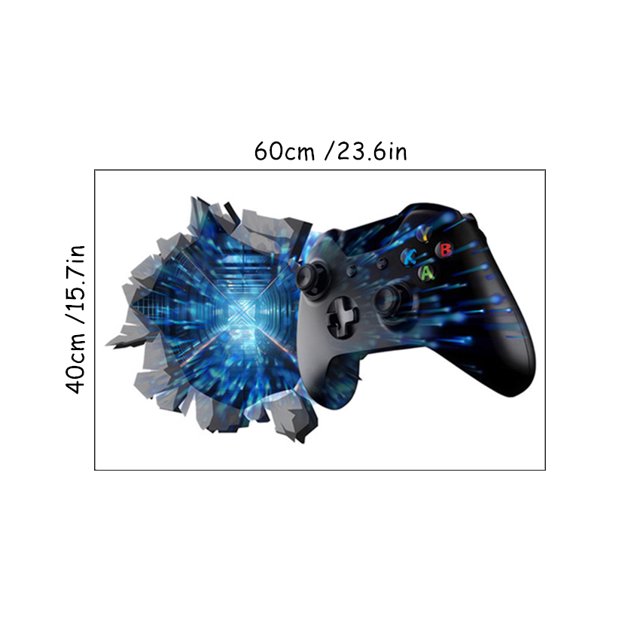 3D Broken Wall Hole Art Gamer Gamepad Vinyl Mural Stickers for Home ...