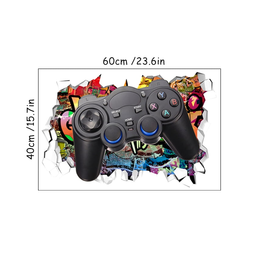 3D Broken Wall Hole Art Gamer Gamepad Vinyl Mural Stickers for Home ...