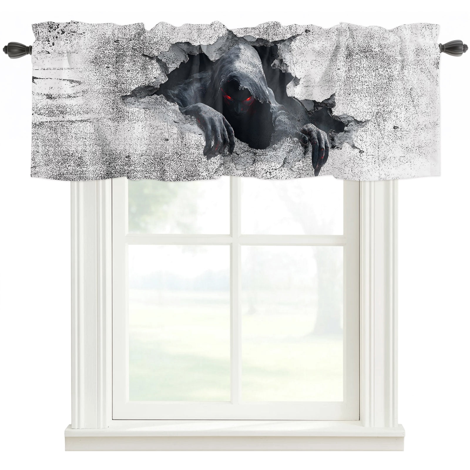 3D Broken Wall Valances for Windows Farmhouse Kitchen Curtains Valances ...