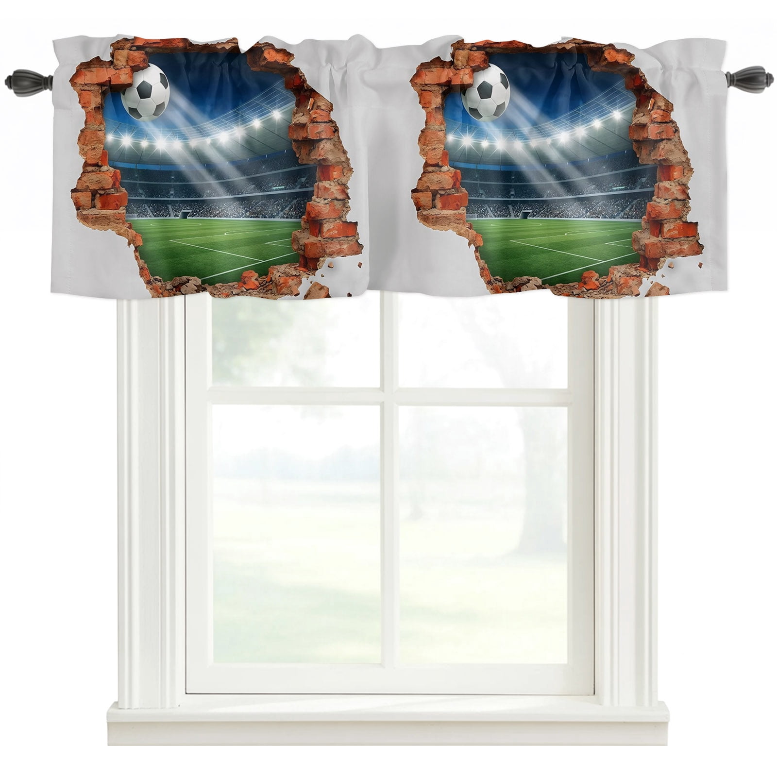 3D Broken Wall Valances for Windows Farmhouse Kitchen Curtains Valances ...