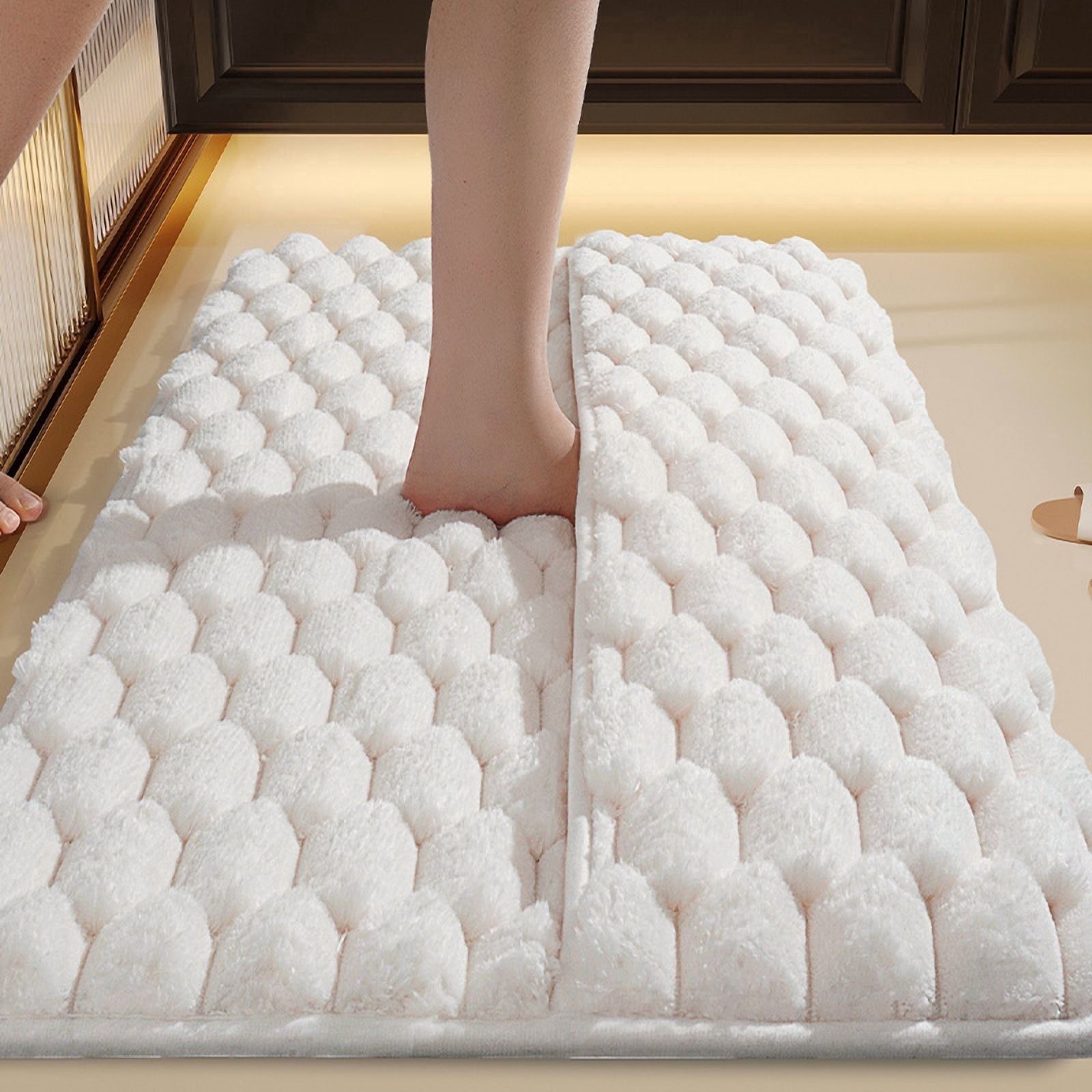 3D Bubble‑Textured Plush Bath Mat Non‑Slip Soft Water‑Absorbent ...