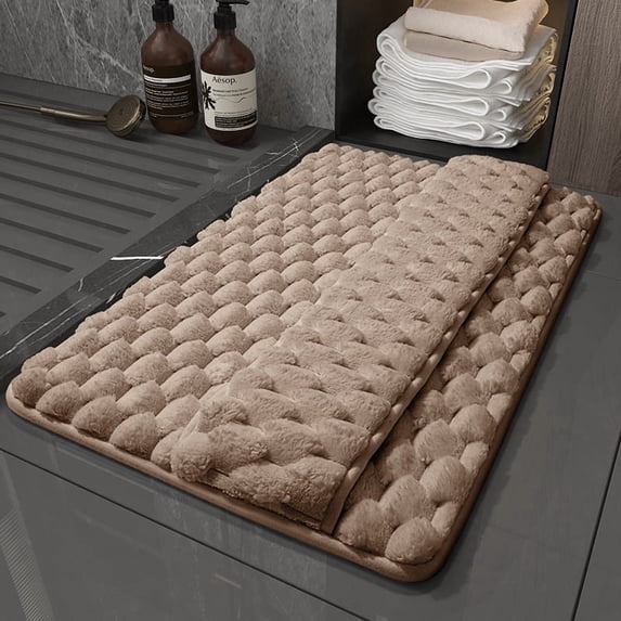 3D Bubble‑Textured Plush Bath Mat Non‑Slip Soft Water‑Absorbent ...