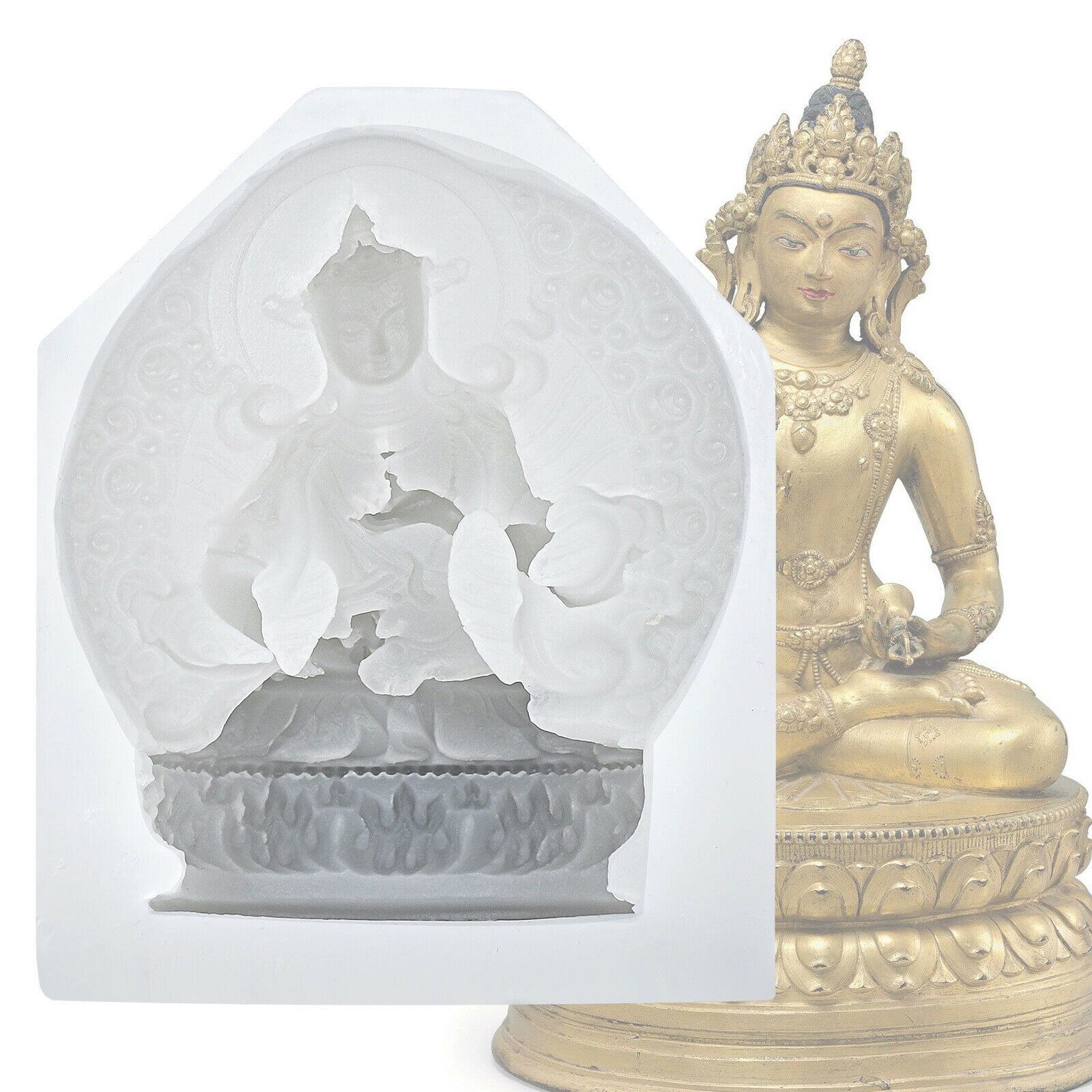 3D Buddha Statue Plaster Silicone Mould Candle Soap Handmade Mould Tool ...