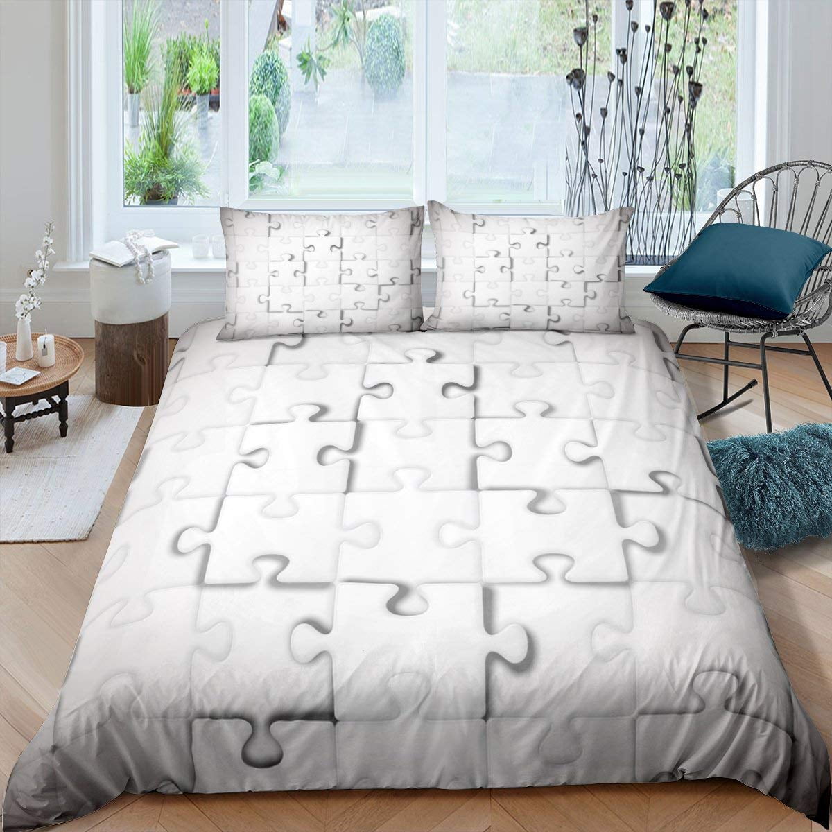 3D Building Block Puzzle Chess Pattern Duvet Cover Set for Boy Girl ...
