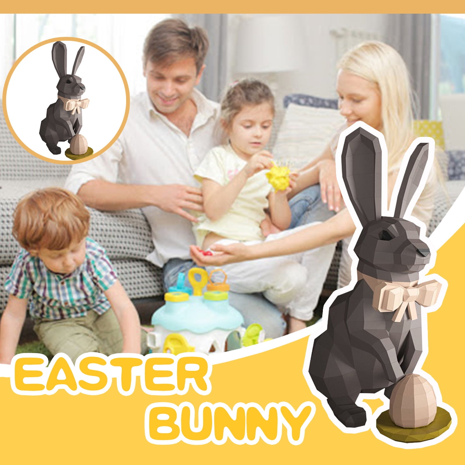 3D Bunny Paper Sculpture on Wall,DIY Rabbit papercraft templates, 3D ...