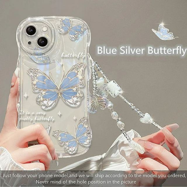 3D Butterfly Bracelet Chain Phone Case For Samsung Galaxy S23 S22 Ultra S21 S20 FE A14 A24 A25 ...