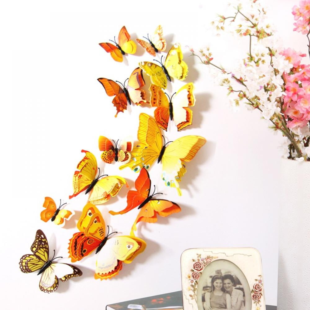 3D Butterfly Decoration,12Pcs Butterflies Wall Decor Magnetic Butterfly ...