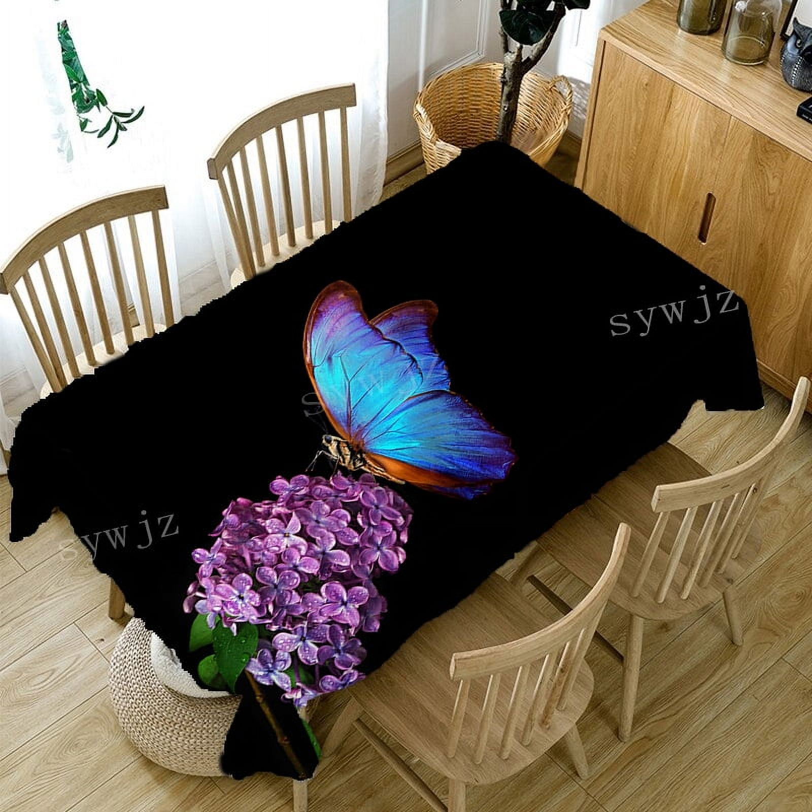 3D Butterfly Floral Tablecloth Colorful Home Party Rectangle Tablecloth ...
