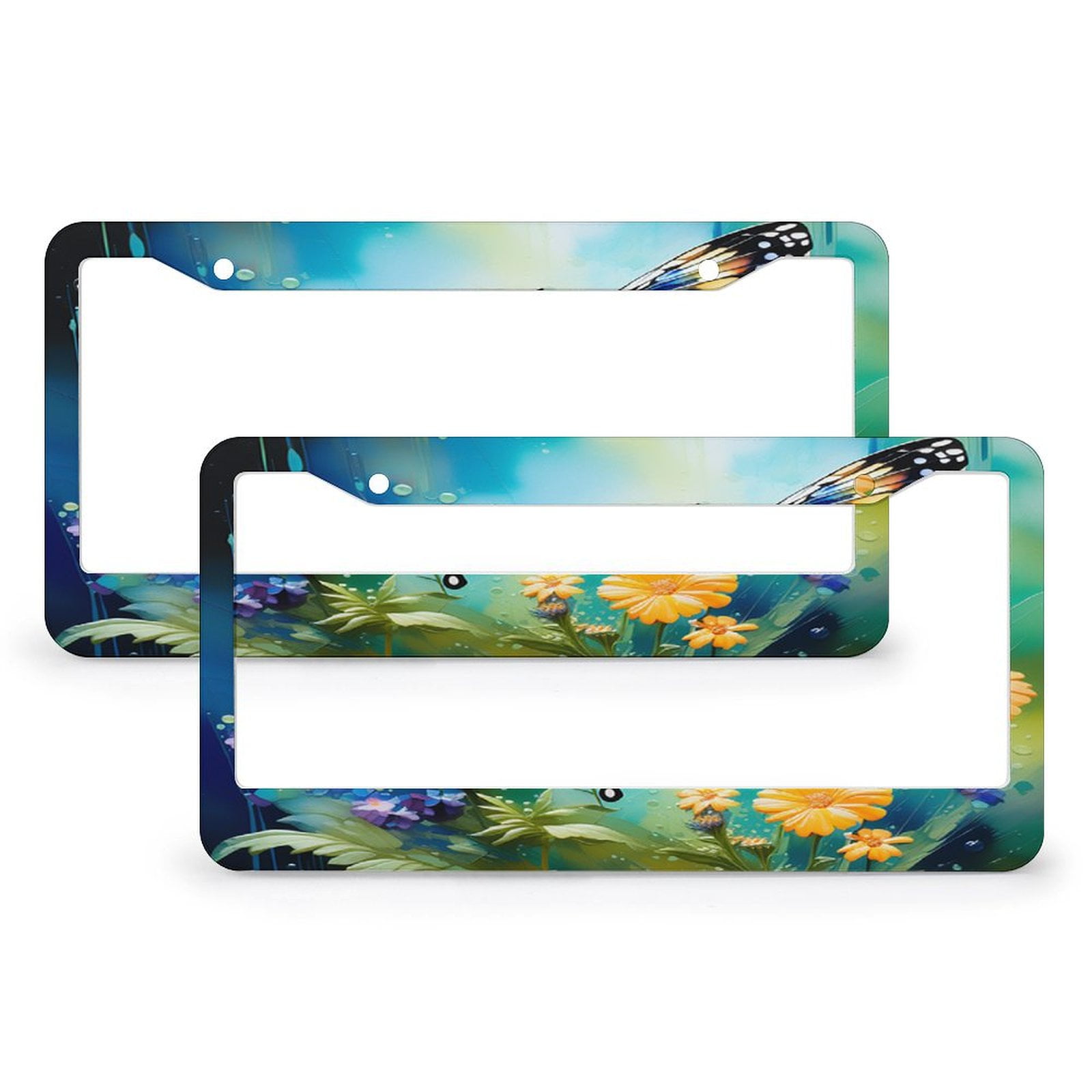 3D Butterfly Flower 2 Pack License Plate Frame - Car Plate Holder Cover ...