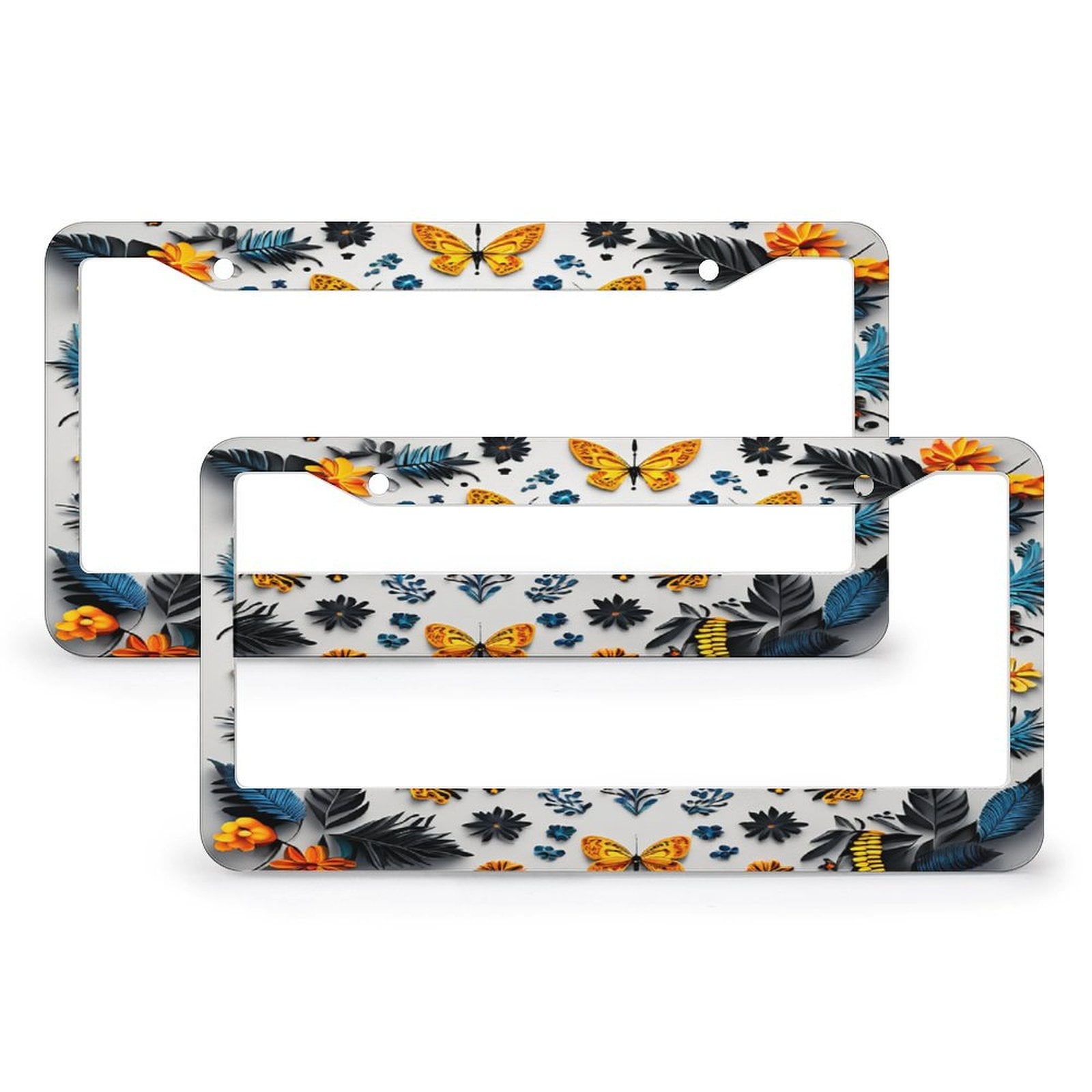 3D Butterfly Flower License Plate Frame 2 Pack License Plate Frames Car ...
