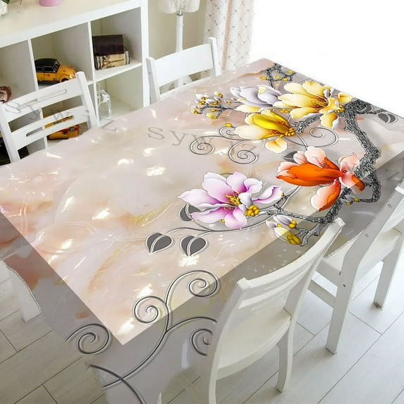 3D Butterfly Flower Print Square Rectangular Tablecloth Wedding ration ...