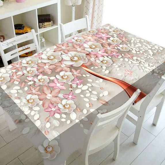 3D Butterfly Flower Print Square Rectangular Tablecloth Wedding ration ...