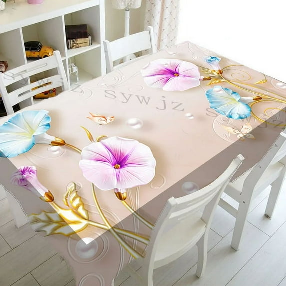 3D Butterfly Flower Print Square Rectangular Tablecloth Wedding ration ...