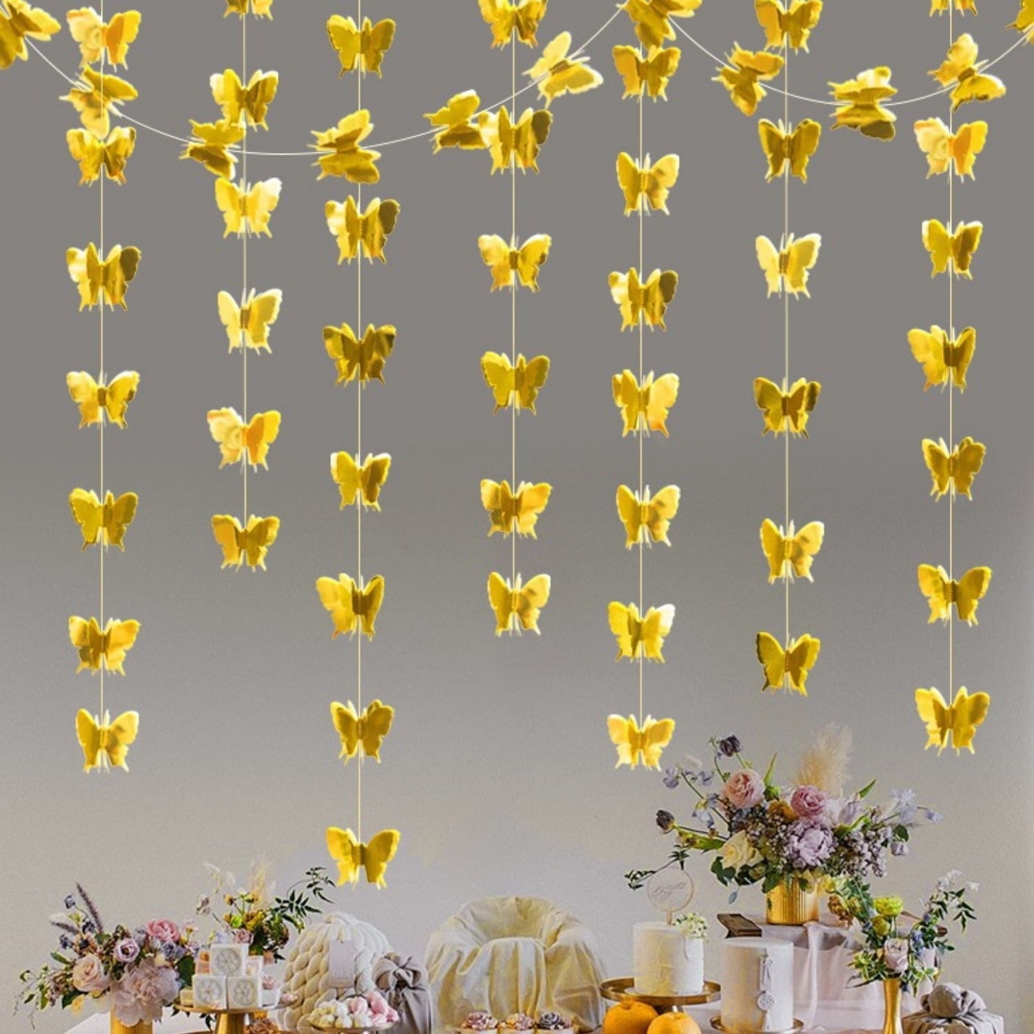3D Butterfly Garland - Gold, 4 Piece 6.56 ft | Hanging Butterfly ...