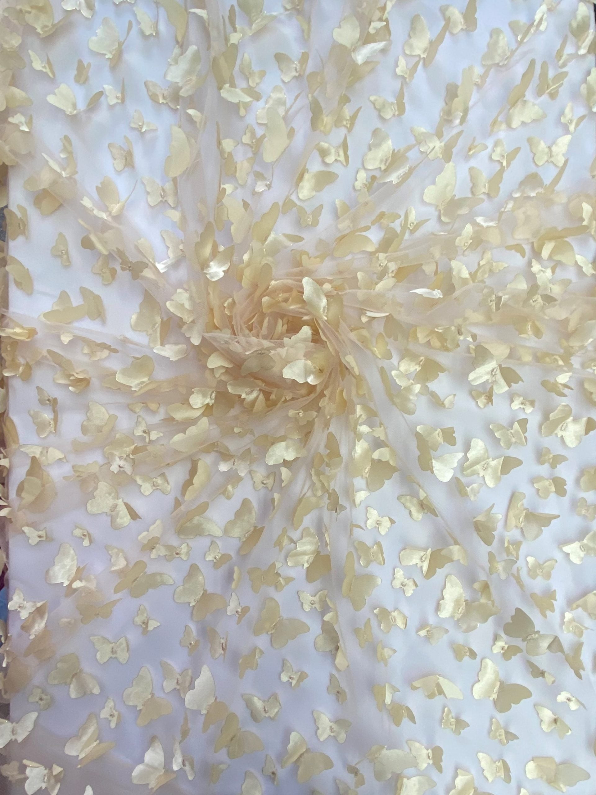 3D Butterfly Lace on 2-Way Stretch Mesh, Sells by the Yard from Sal Tex ...