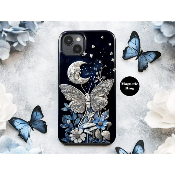 3D Butterfly Moon Celestial Phone Case with iPhone 17 through 11 Pro ...