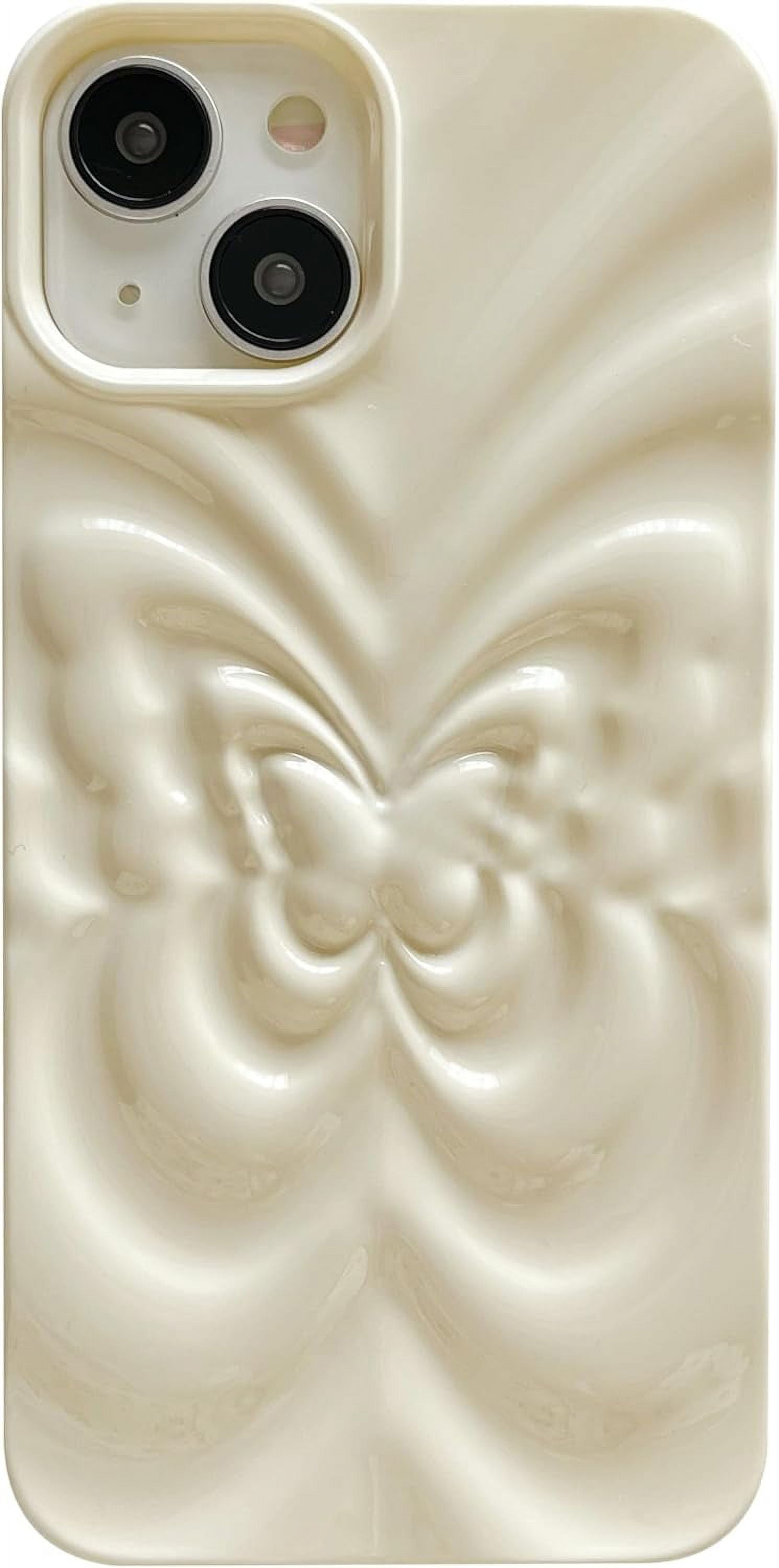 3D Butterfly Pattern Pleated Soft Compatible with iPhone Case (White ...