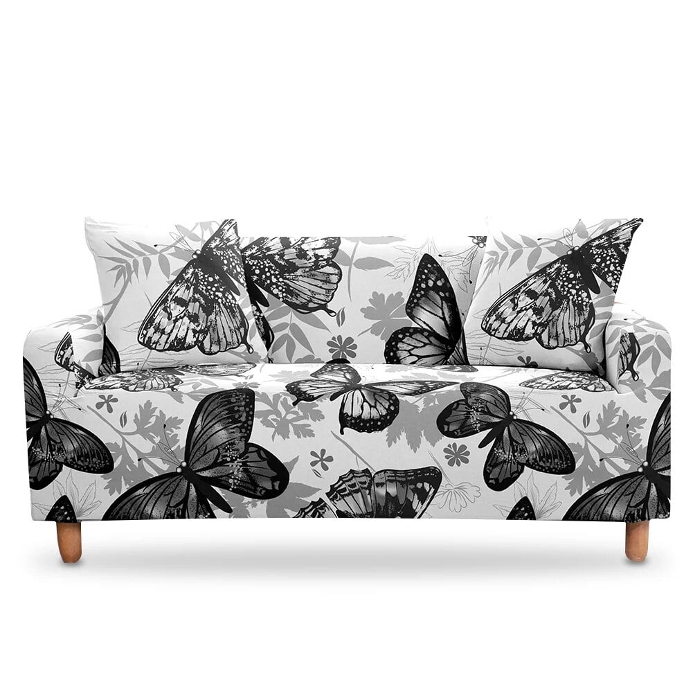 3D Butterfly Stretch Slipcovers Sofa Cover for Living Room Sectional Couch Cover 2/3 Seater ...