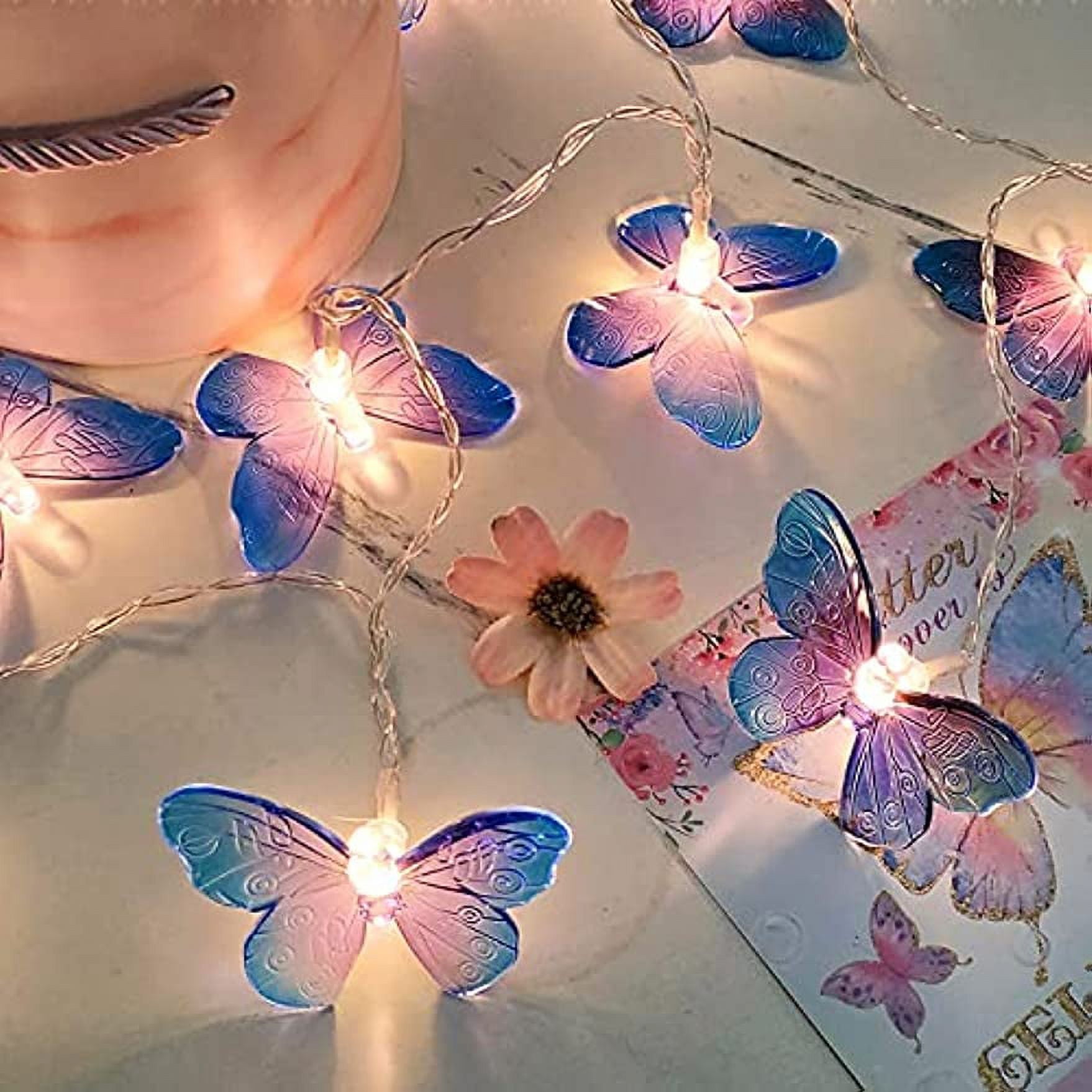 3D Butterfly String Lights, 20LEDs Battery Operated Indoor Outdoor ...