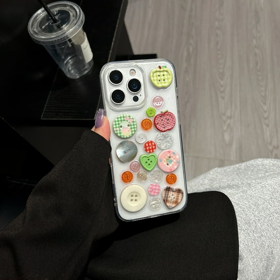 3D Button Phone Case For iPhone 17 16 15 14 13 12 11 16 Pro Max 14 15 ...
