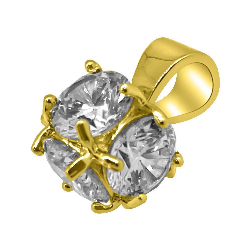 3D CZ Diamond Gold Bling Bling Solitaire Pendant - Walmart.com