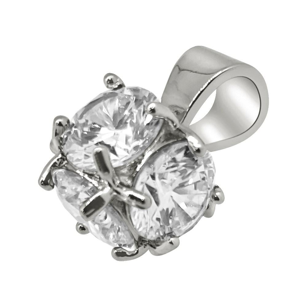 3D CZ Diamond Rhodium Bling Bling Solitaire Pendant - Walmart.com