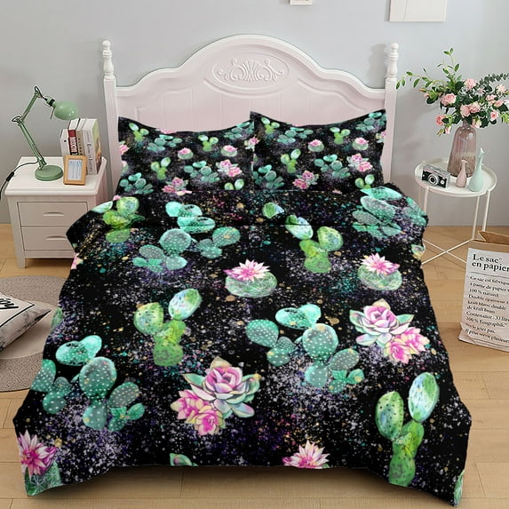 3D Cactus Flower Print Bedding Set King Double Full Twin Single Size ...