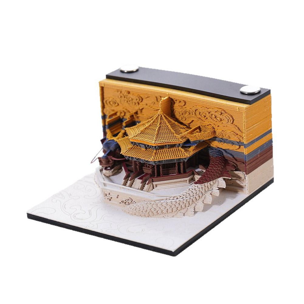 3D Calendar 2026, 3D Paper Carving Pond Notepad, Time Piece Calendar ...
