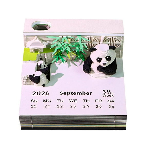 3D Calendar 2026, Tear Off Time Piece Desk Calendar 2026, 3D Panda ...