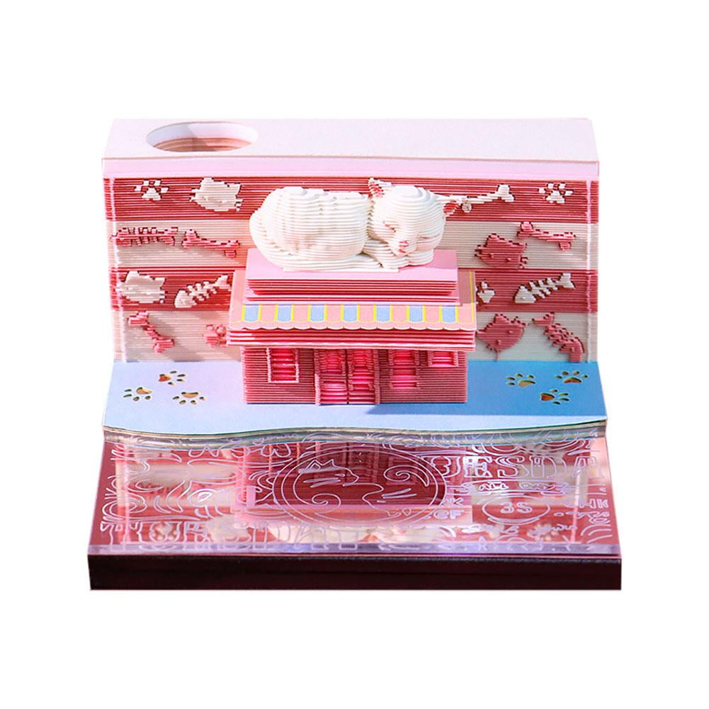 3D Calendar 2026 Time Piece Calendar, Tear-Away Notepad with LED Lights ...