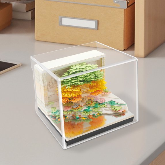 3D Calendar 2026 with Acrylic Cover Flower Tree Sea Island Model Tear ...