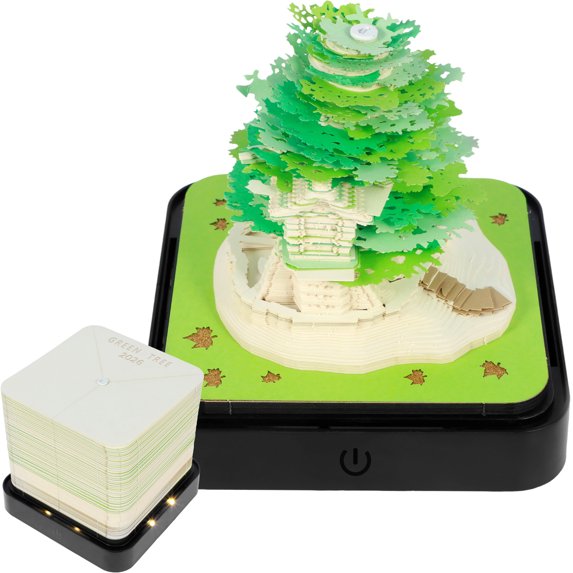 3D Calendar 2026 with LED Light Tear Away Paper Art Notepad Desk Time ...